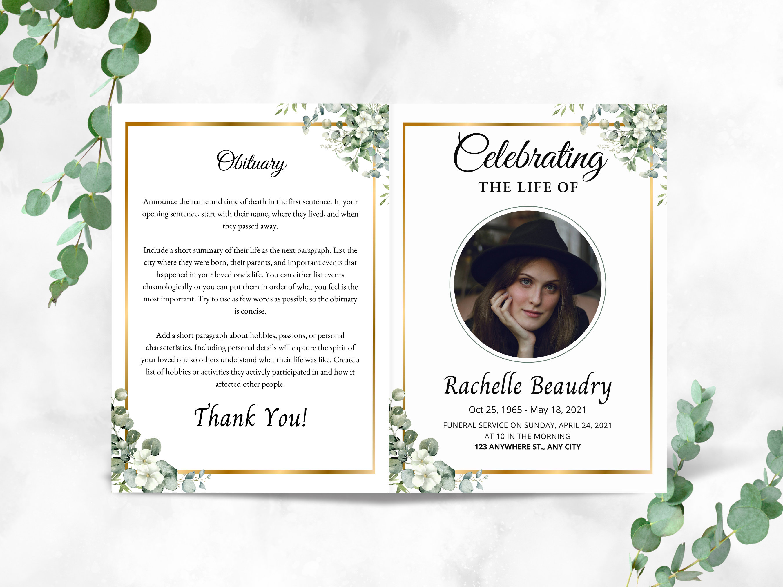 Editable Funeral Program Template, Obituary Template for Women 8 Page ...