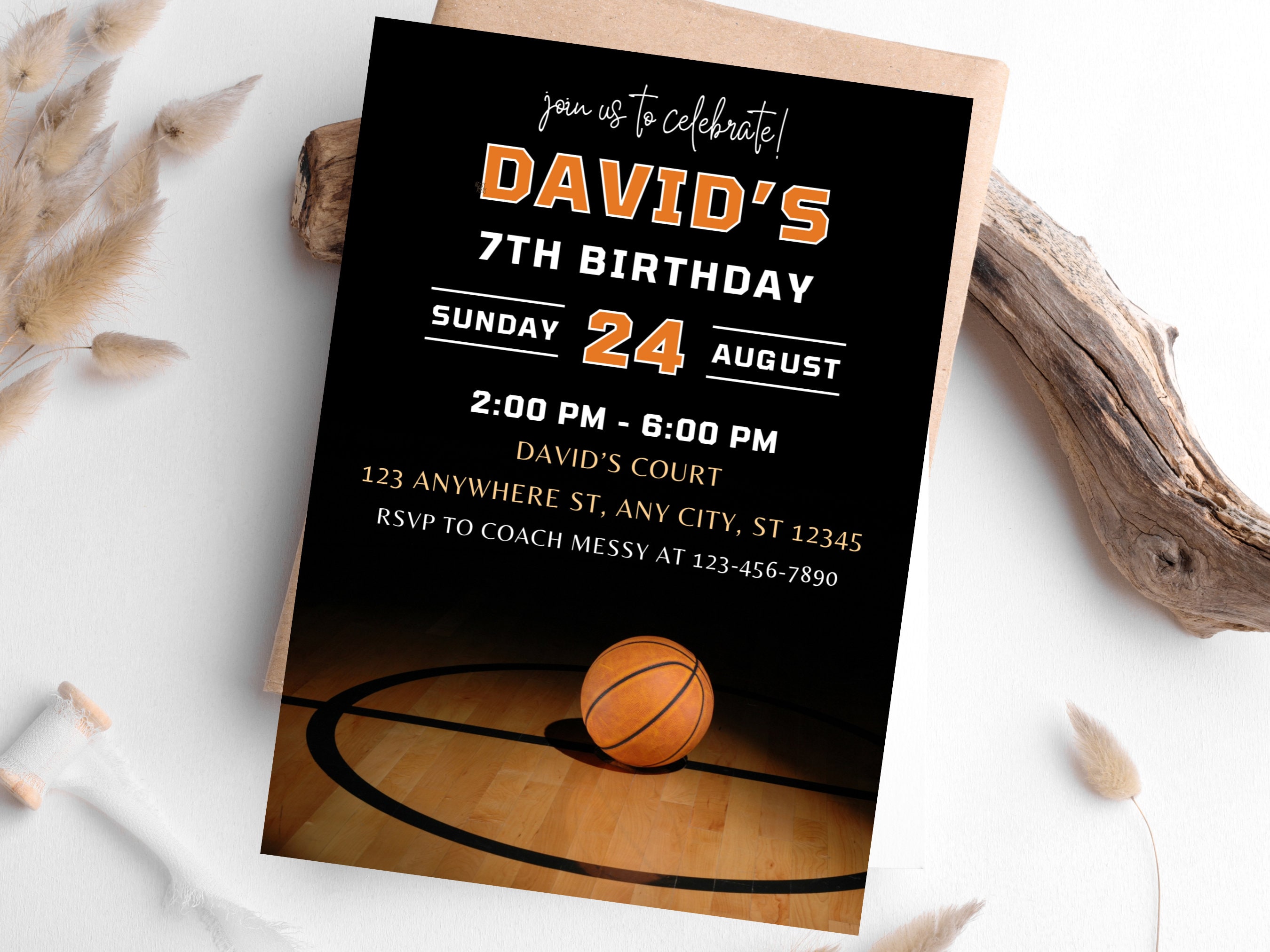 Basketball Birthday Party Invitation, Editable Basketball Birthday ...