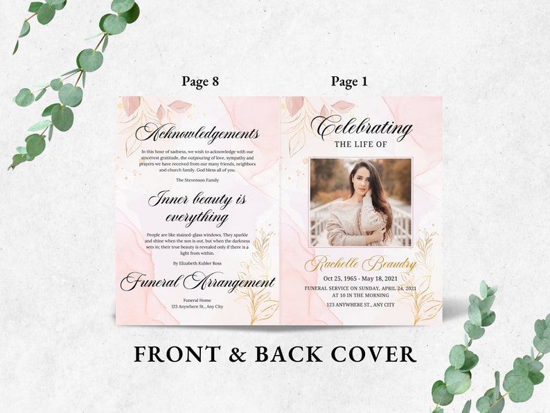 Editable Funeral Program Template, Obituary Template for Women 8 Page ...