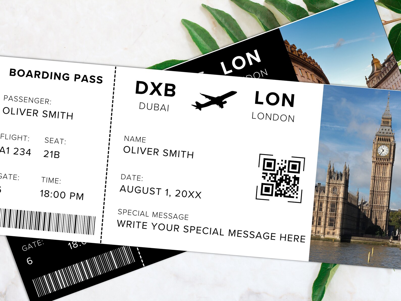 Editable Boarding Pass Canva Template, Printable Airline Ticket ...
