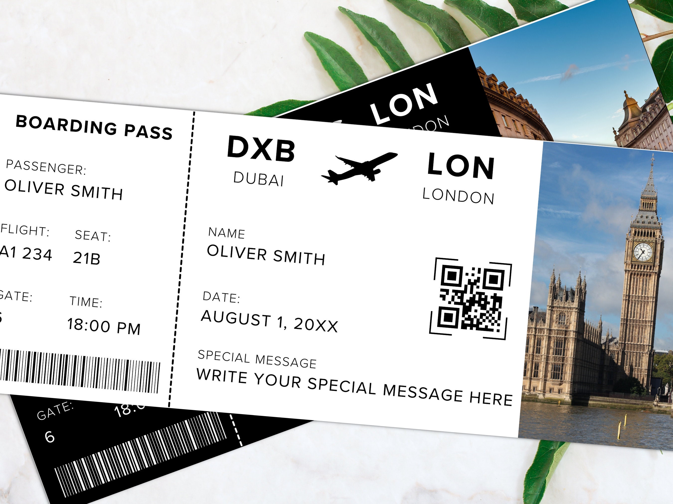Editable Boarding Pass Canva Template, Printable Airline Ticket ...