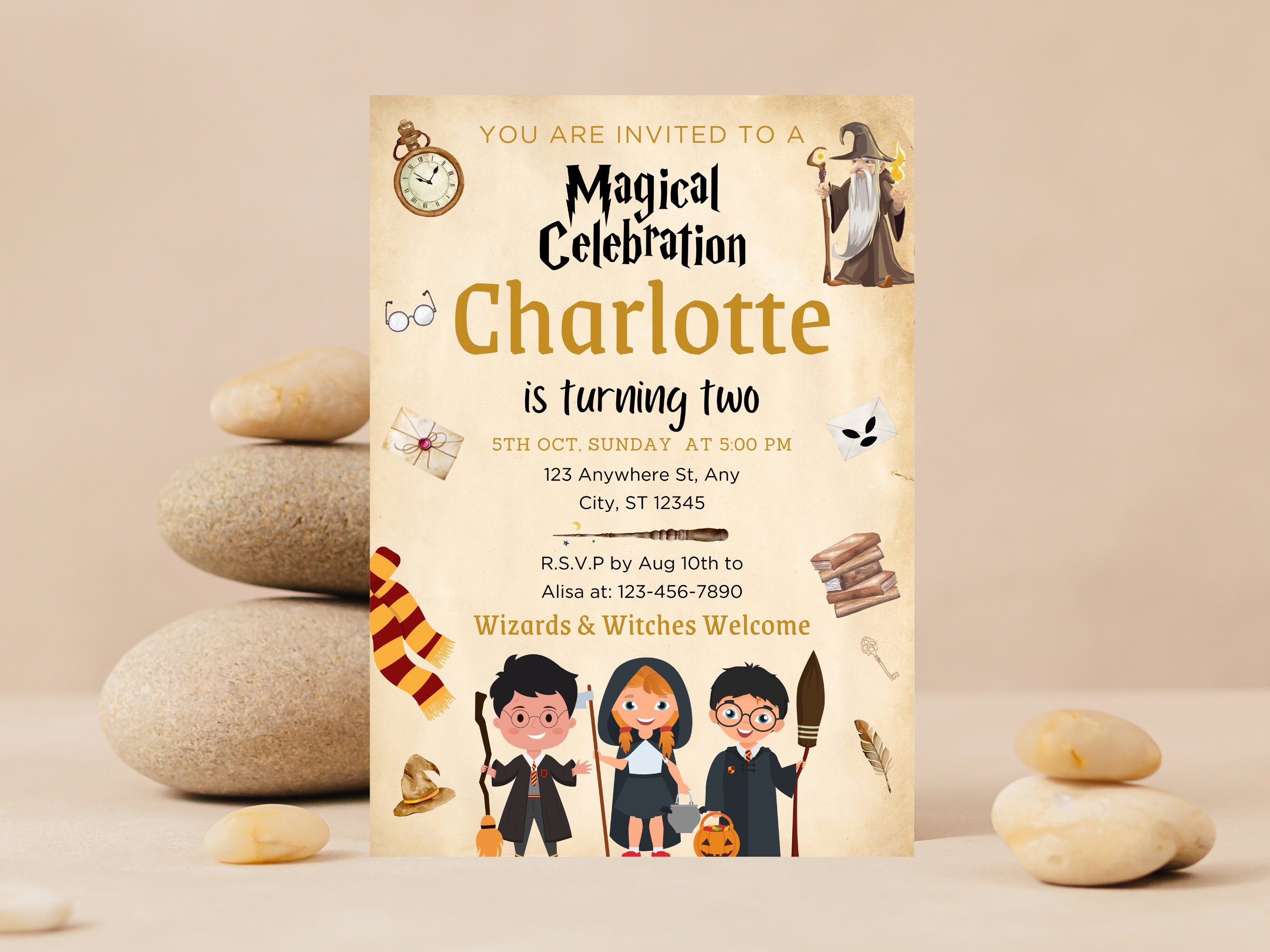 Editable Wizard Birthday Invitation, Magical Birthday Party Invite ...