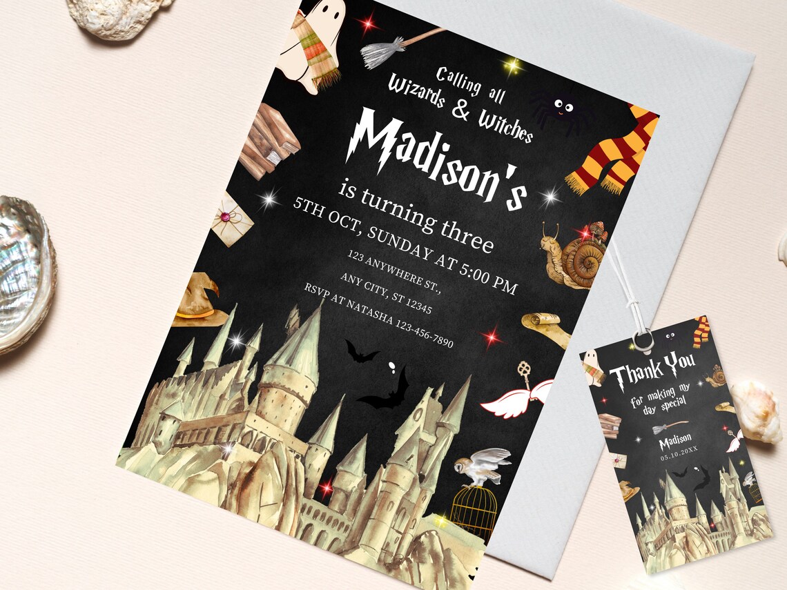 Editable Wizard Birthday Invitation, Magical Birthday Party Invite ...