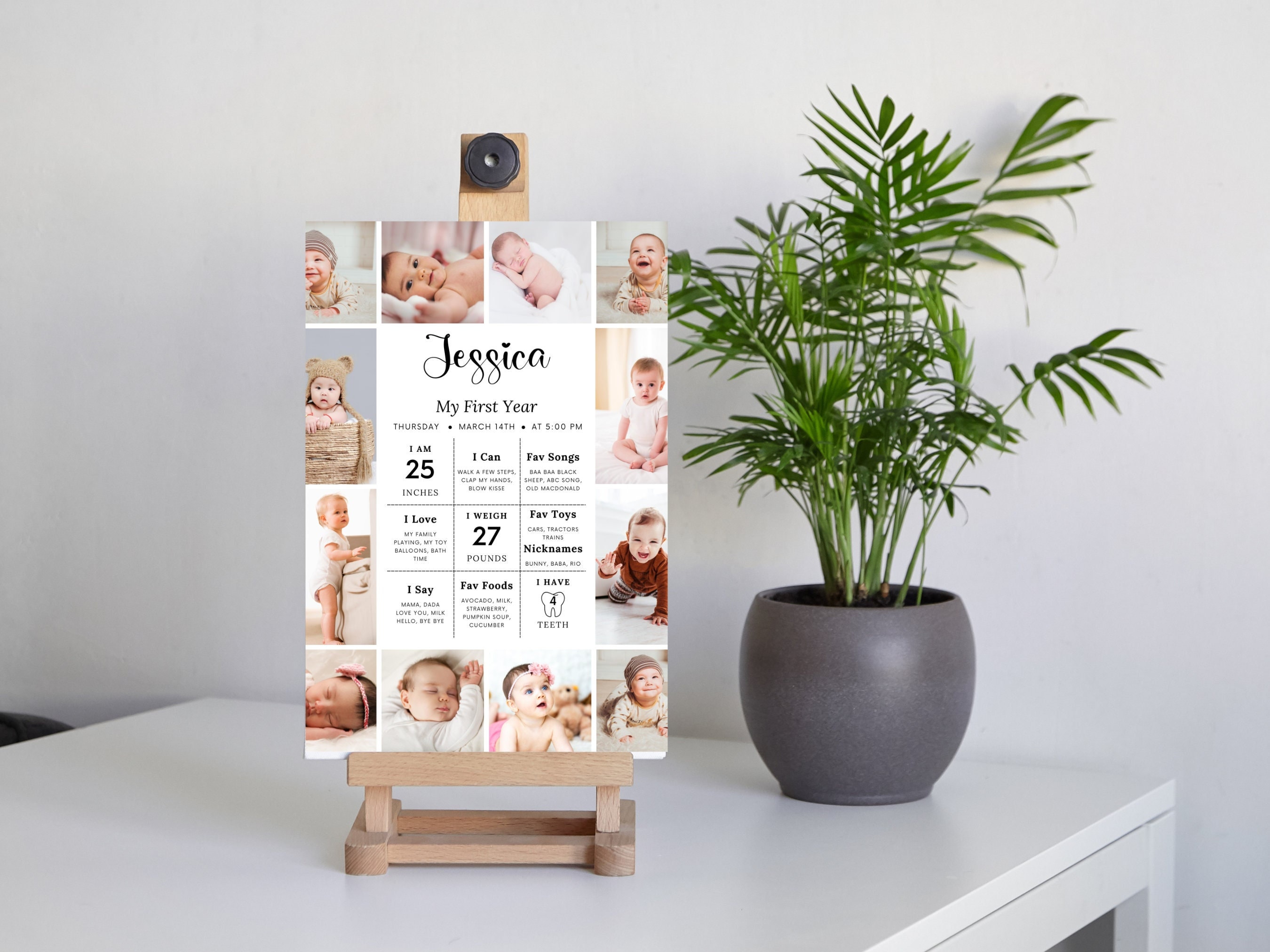 Printable Baby's First Year Milestone Board Template, Editable 1st ...