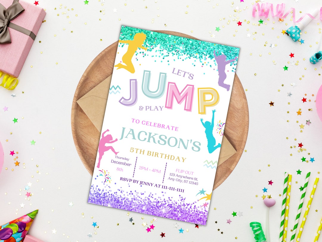 Jump Birthday Invitation, Editable Invitation Template, Trampoline ...