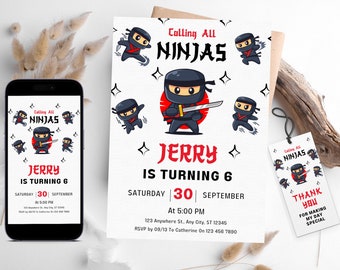 Editable Ninja Invitation Digital Ninja Birthday Invite - Etsy