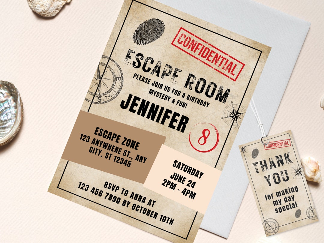 Escape Room Birthday Invitation Template, Editable Escape Room Party ...