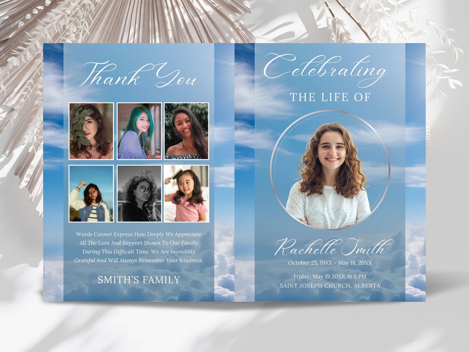 Editable Funeral Program Template, Celebration of Life (digital ...