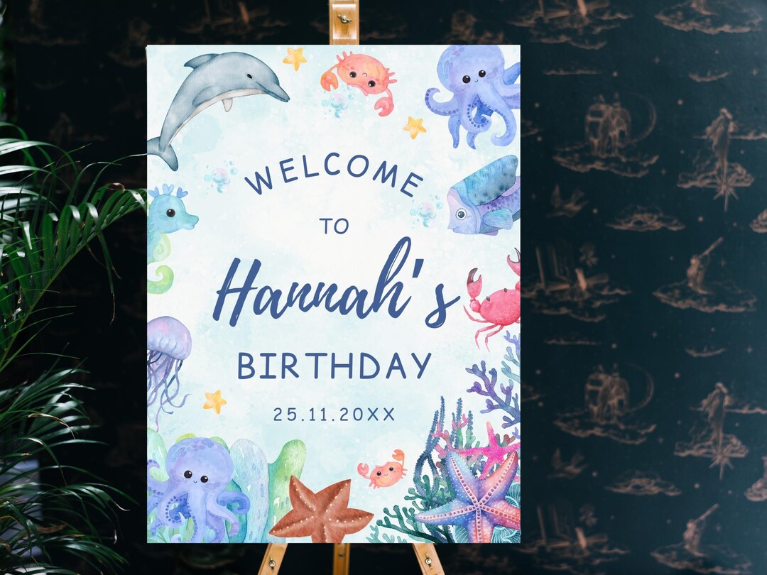 Under the Sea Birthday Welcome Sign, Editable Welcome Sign, Printable ...