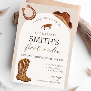 My First Rodeo Invitation Template, Printable Cowboy Birthday, Wild ...