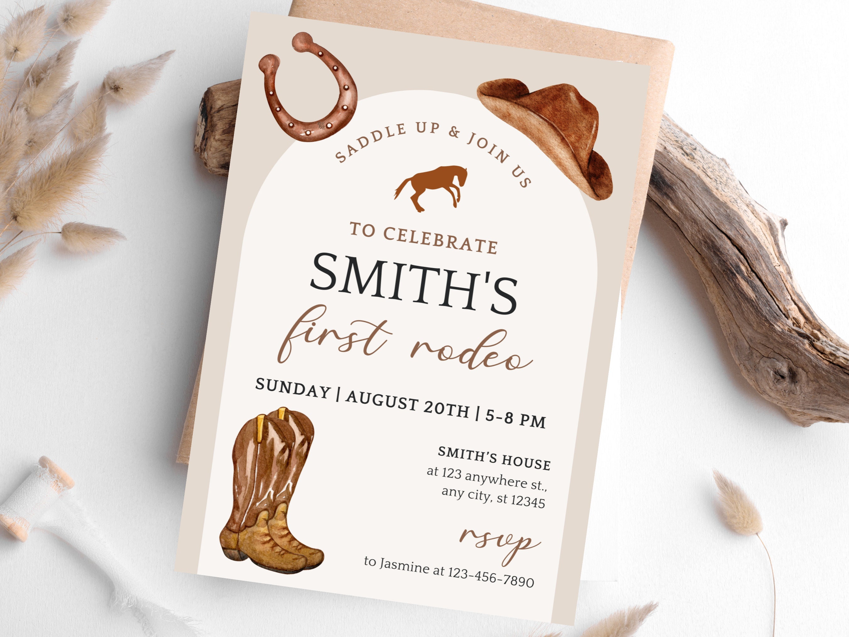 My First Rodeo Invitation Template, Printable Cowboy Birthday, Wild ...