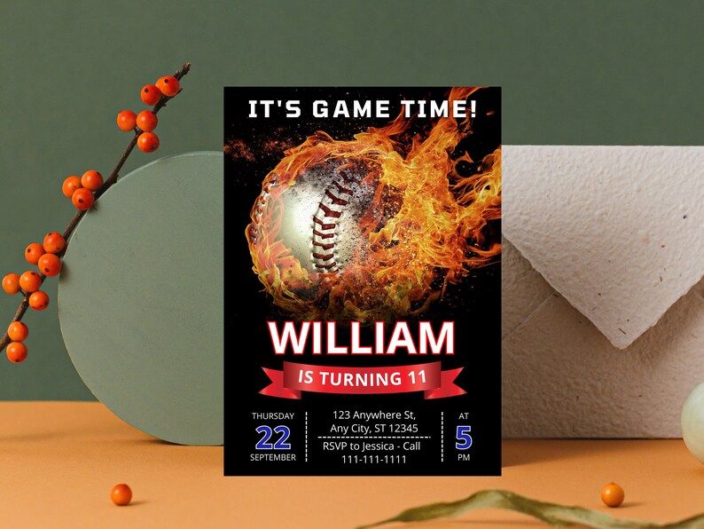 Editable Baseball Birthday Party Invitation It's Game - Etsy