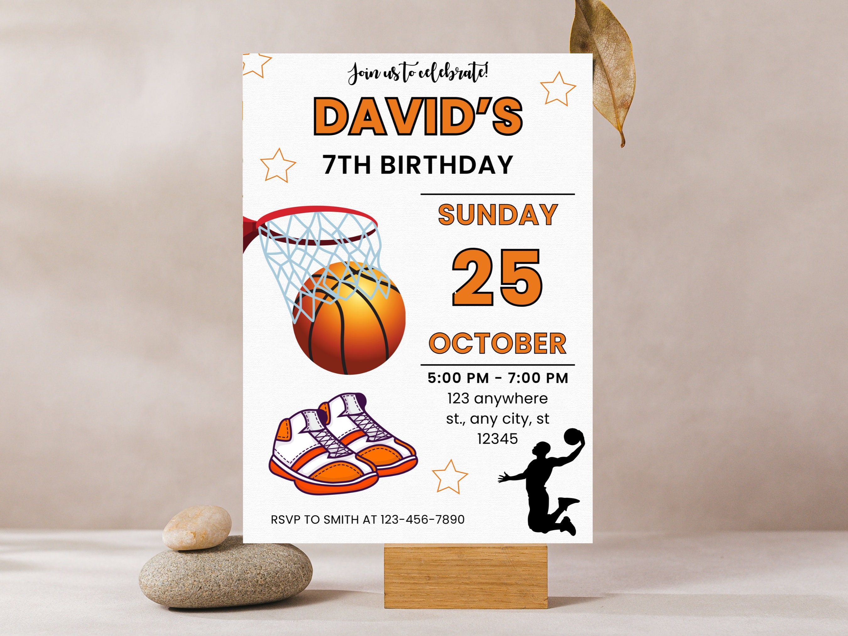 Basketball Birthday Party Invitation, Editable Basketball Birthday ...