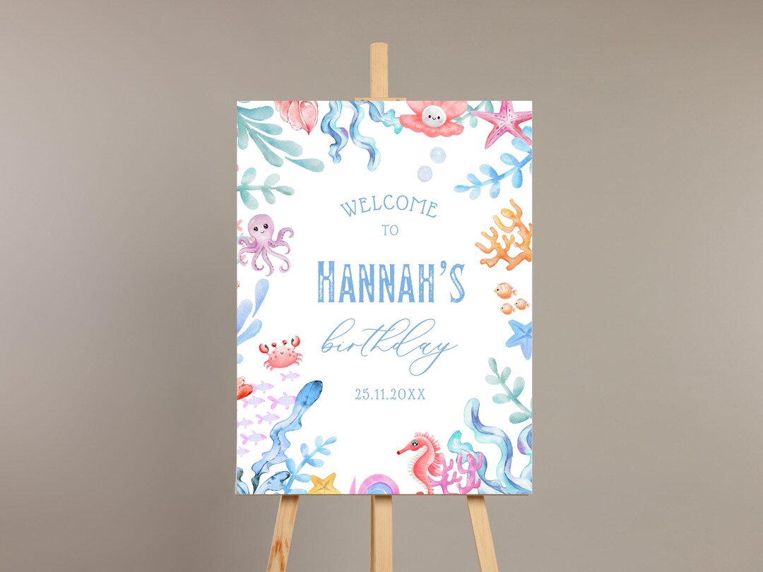 Under the Sea Birthday Welcome Sign, Editable Welcome Sign, Printable ...