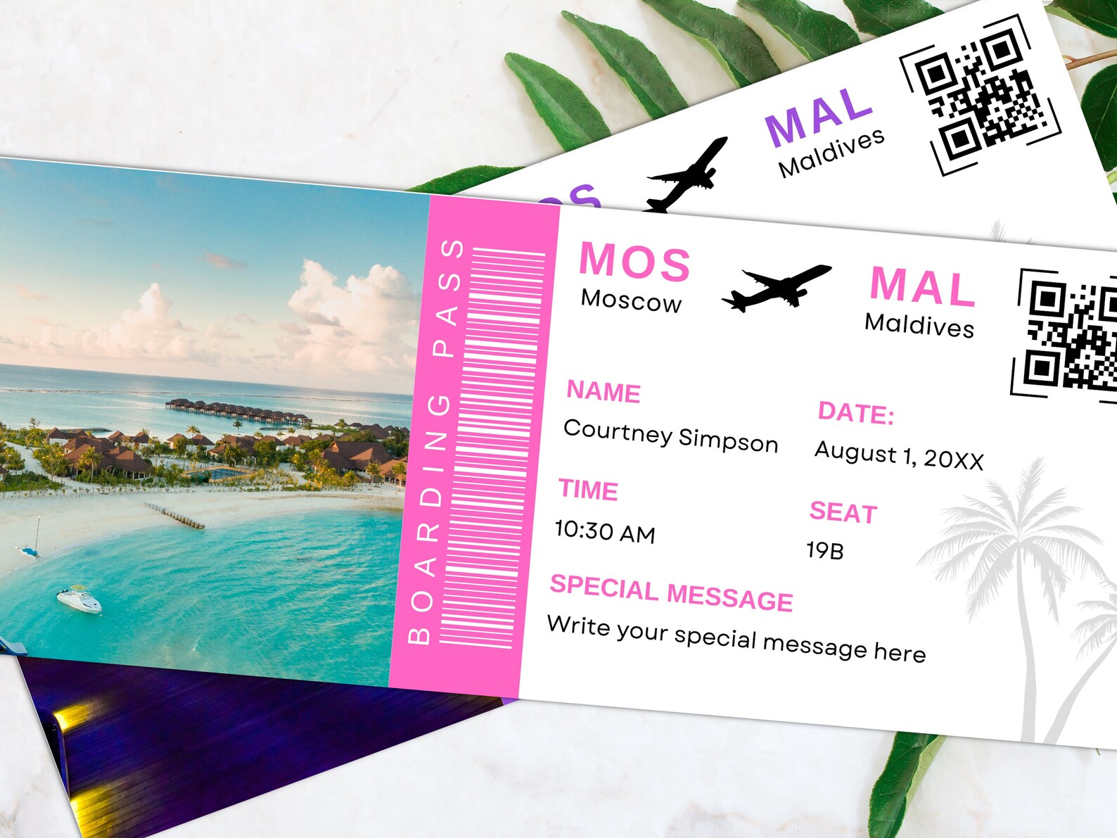 Editable Boarding Pass Canva Template, Printable Airline Ticket ...