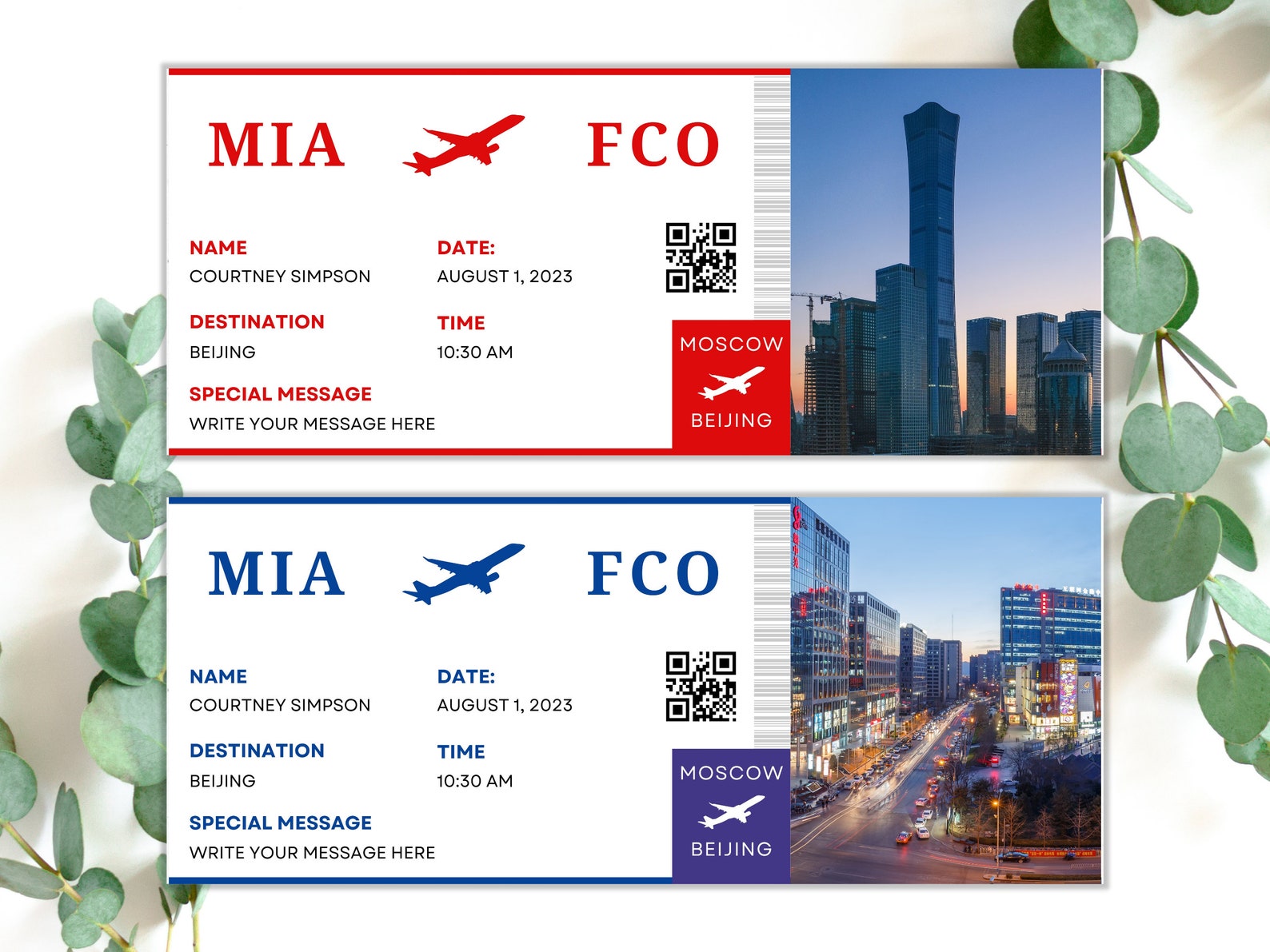 Editable Boarding Pass Canva Template, Printable Airline Ticket ...