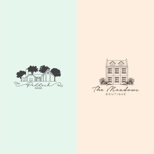 Hand Drawn House Logo | Cottage Logo | Farm Logo | Laurel Logo ...