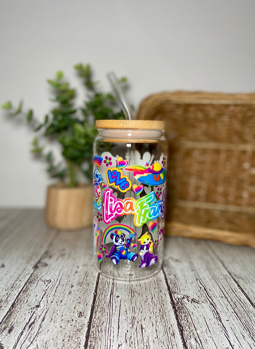Lisa Frank Glass Cup Nostalgic Iced Coffee Cup Glass Can Gift - Etsy
