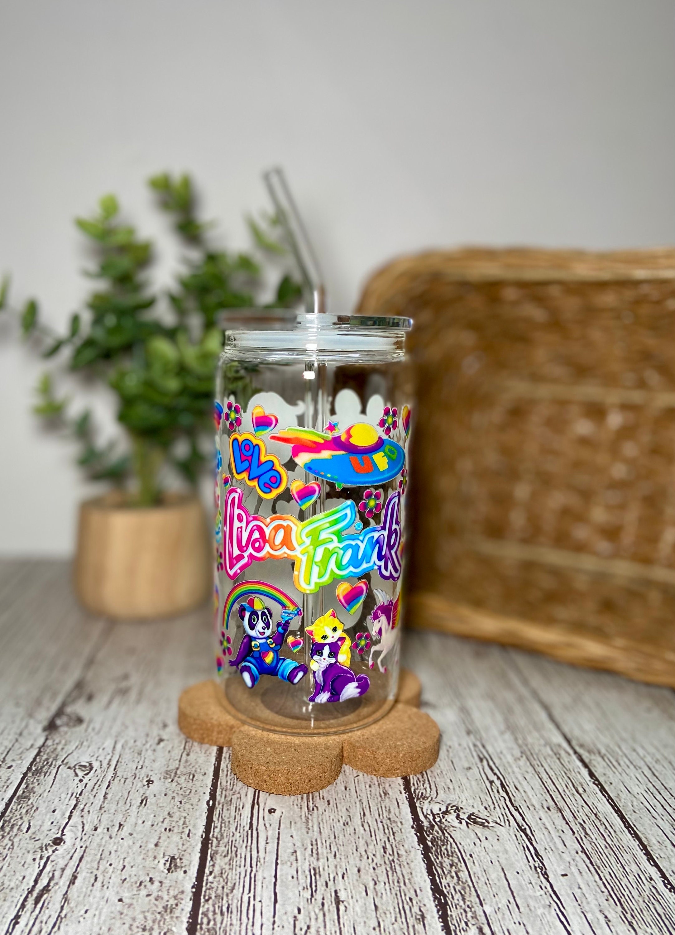 Lisa Frank Glass Cup Nostalgic Iced Coffee Cup Glass Can Gift - Etsy