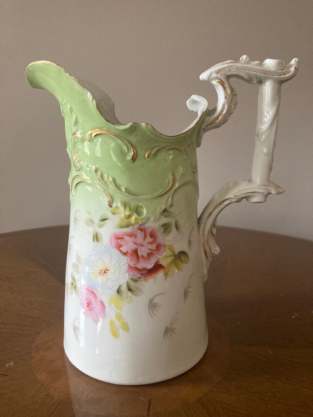 Green Floral Table Water Pitcher - Etsy