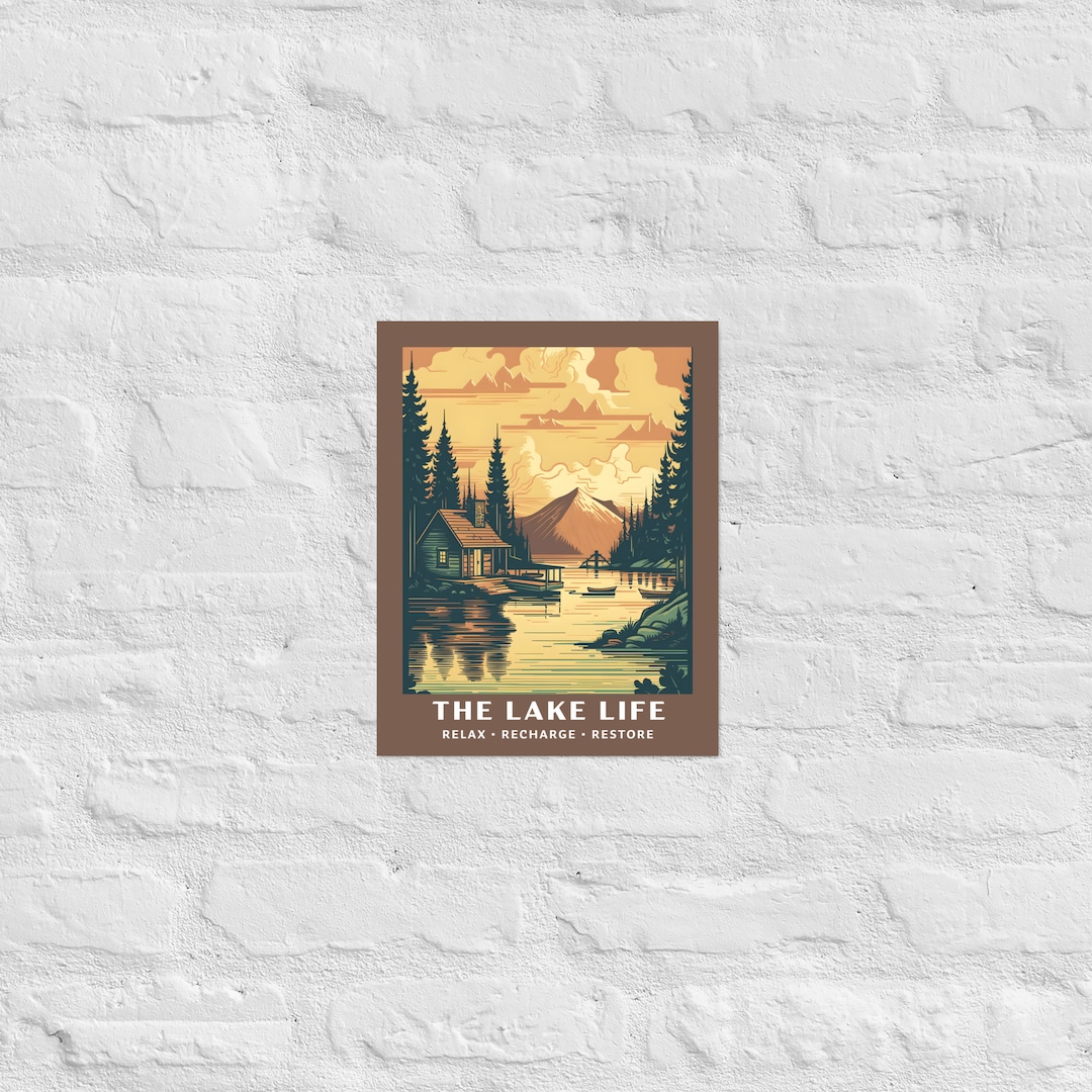 Lake Life Art Print | National Park Poster Style - Etsy