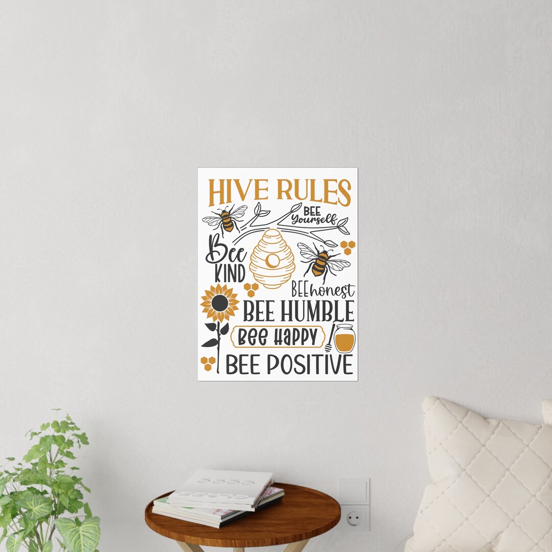 Wall Decal Children Hive Rules Bee Yourself Bee Kind - Etsy
