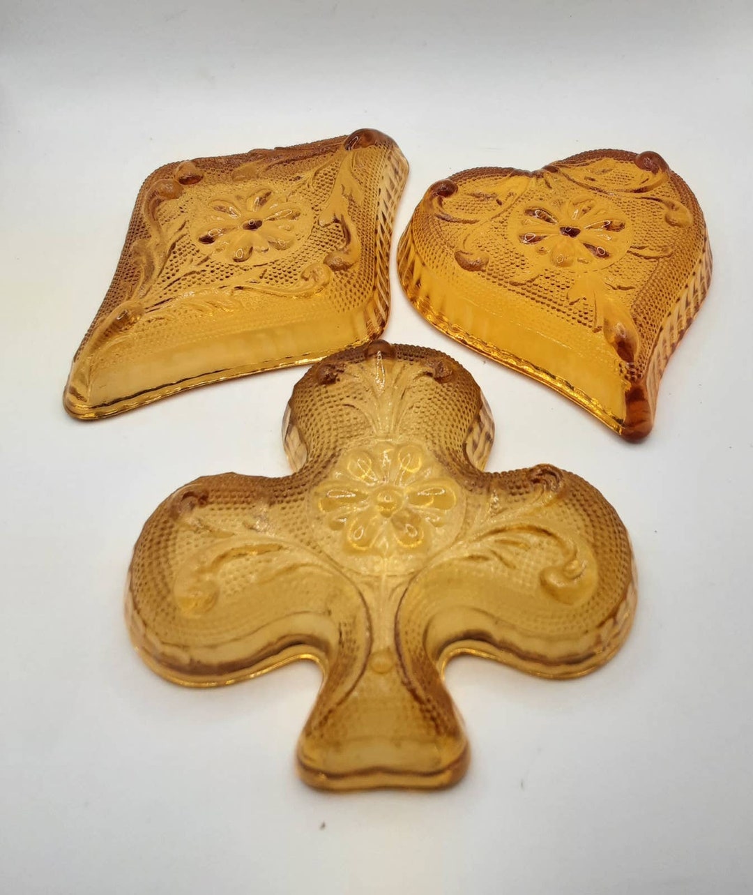 Vintage Indiana Glass Card Suit Nut Dishes - Etsy