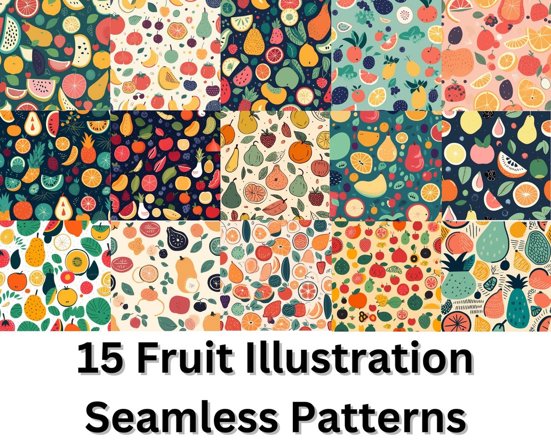 15 Fruit PNG Patterns Fruit Patterns Fruit Illustrations - Etsy