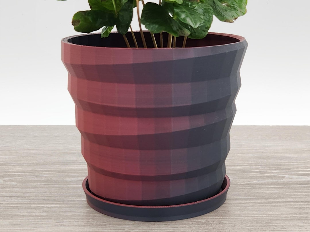 Geometric Wavy Planter | 3D Printed Modern Home Decor Accent | Multi ...