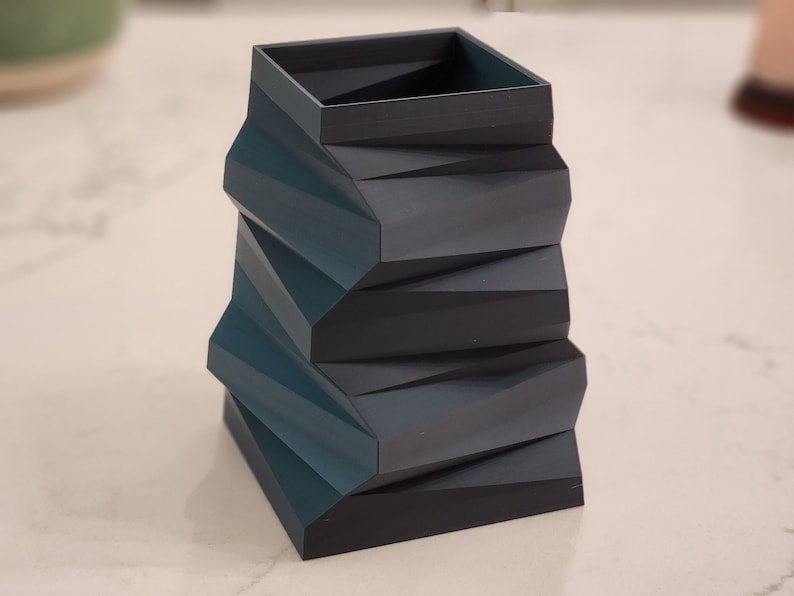 3D Printed Book Stack Vase, Literary Decor Gift, Two-tone Geometric ...