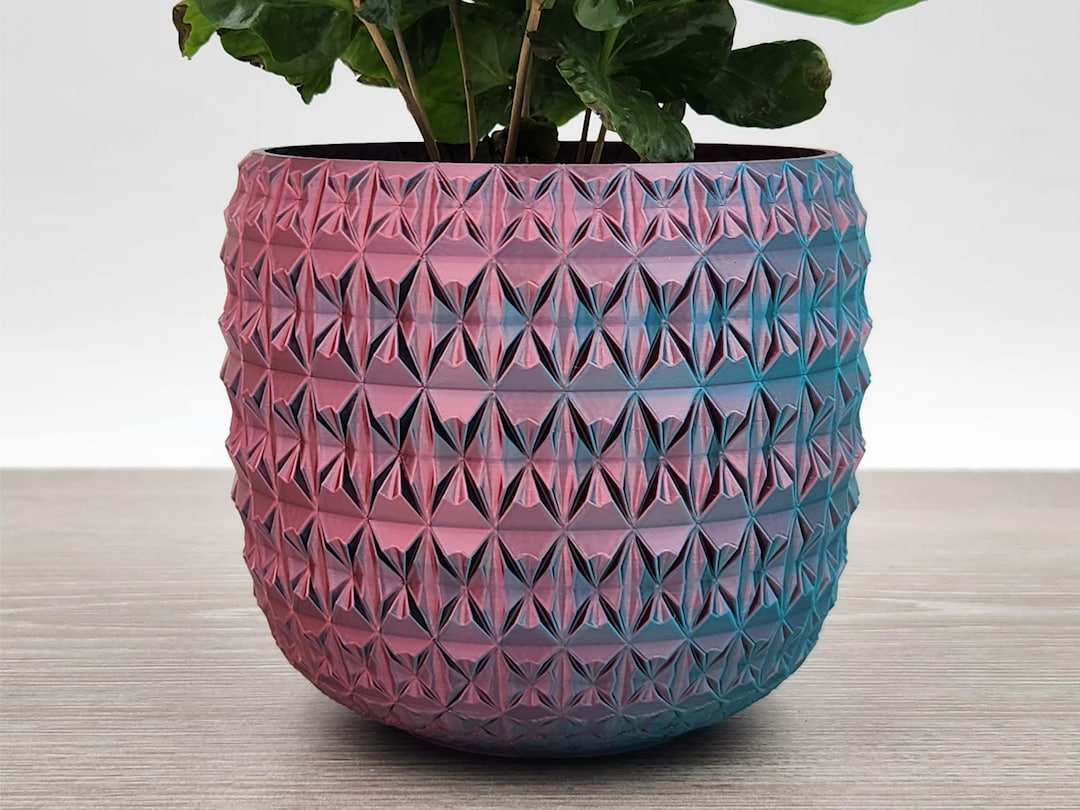 Colorful Wide Planter | Large 3D Printed Planter With Drainage Tray ...