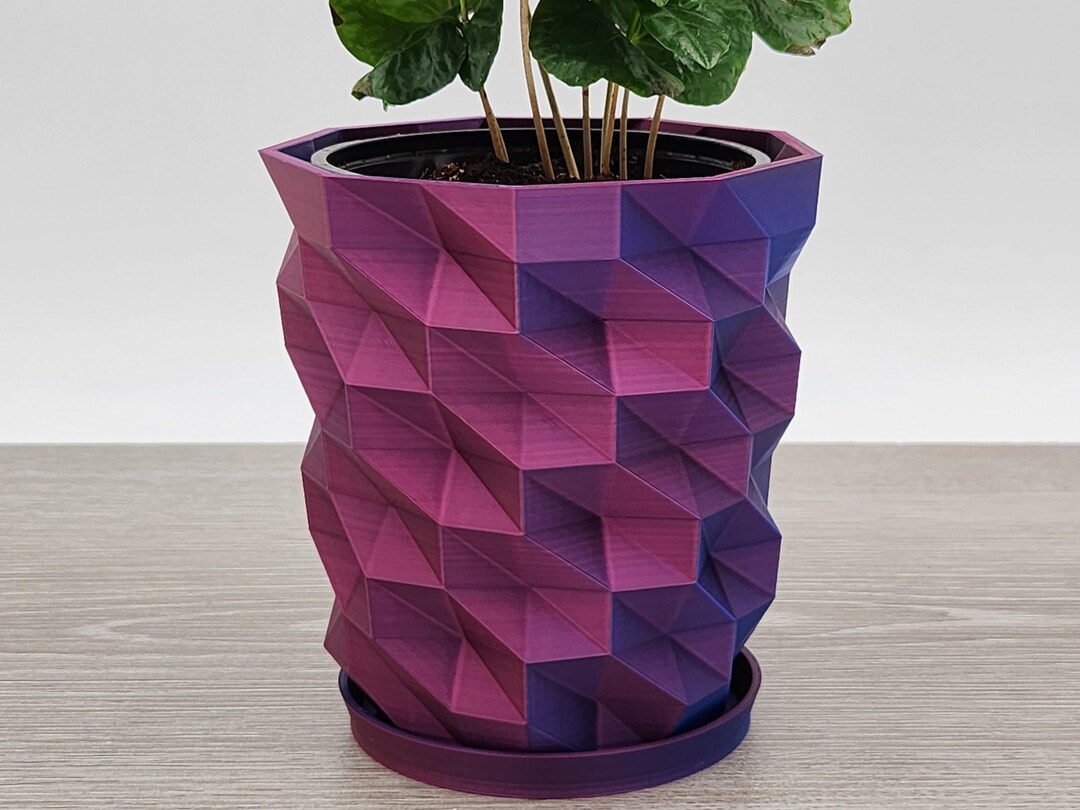 Two-tone Spiral Poly Planter | Modern Geometric Indoor Decor | Unique ...