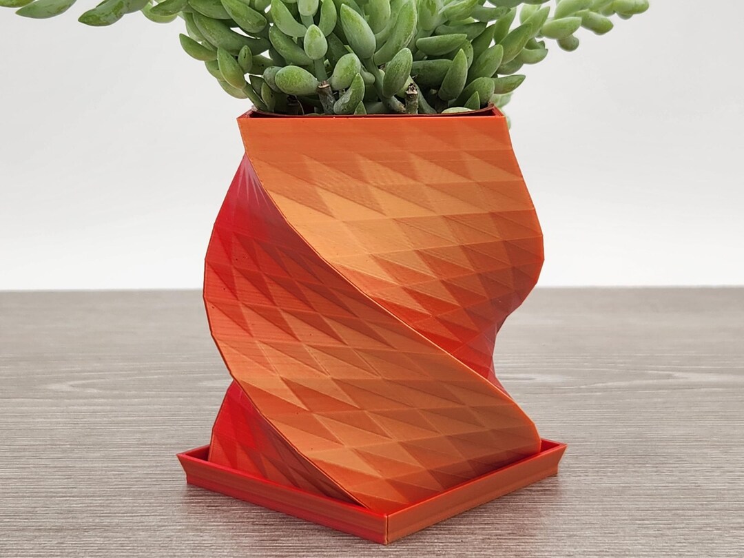 Two-tone Helix Planter Modern Geometric Decor for Home & Office Unique ...