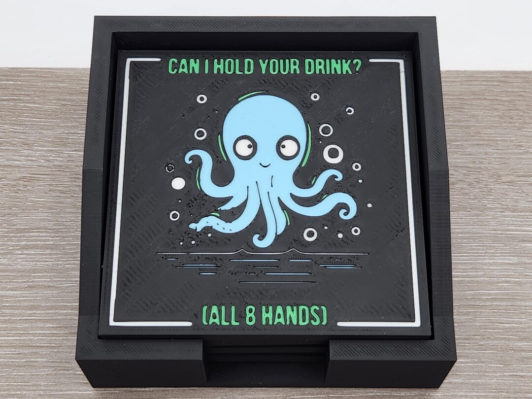 Funny Octopus Coaster | 3D Printed Drink Coaster | Nautical Home Decor ...