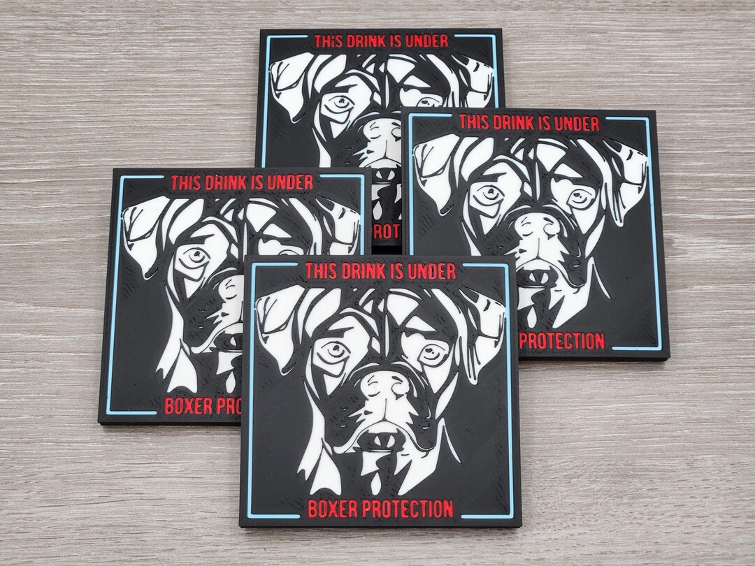 Boxer Dog Coaster Set | 3d-printed Drink Mat | Funny Dog Art Decor ...