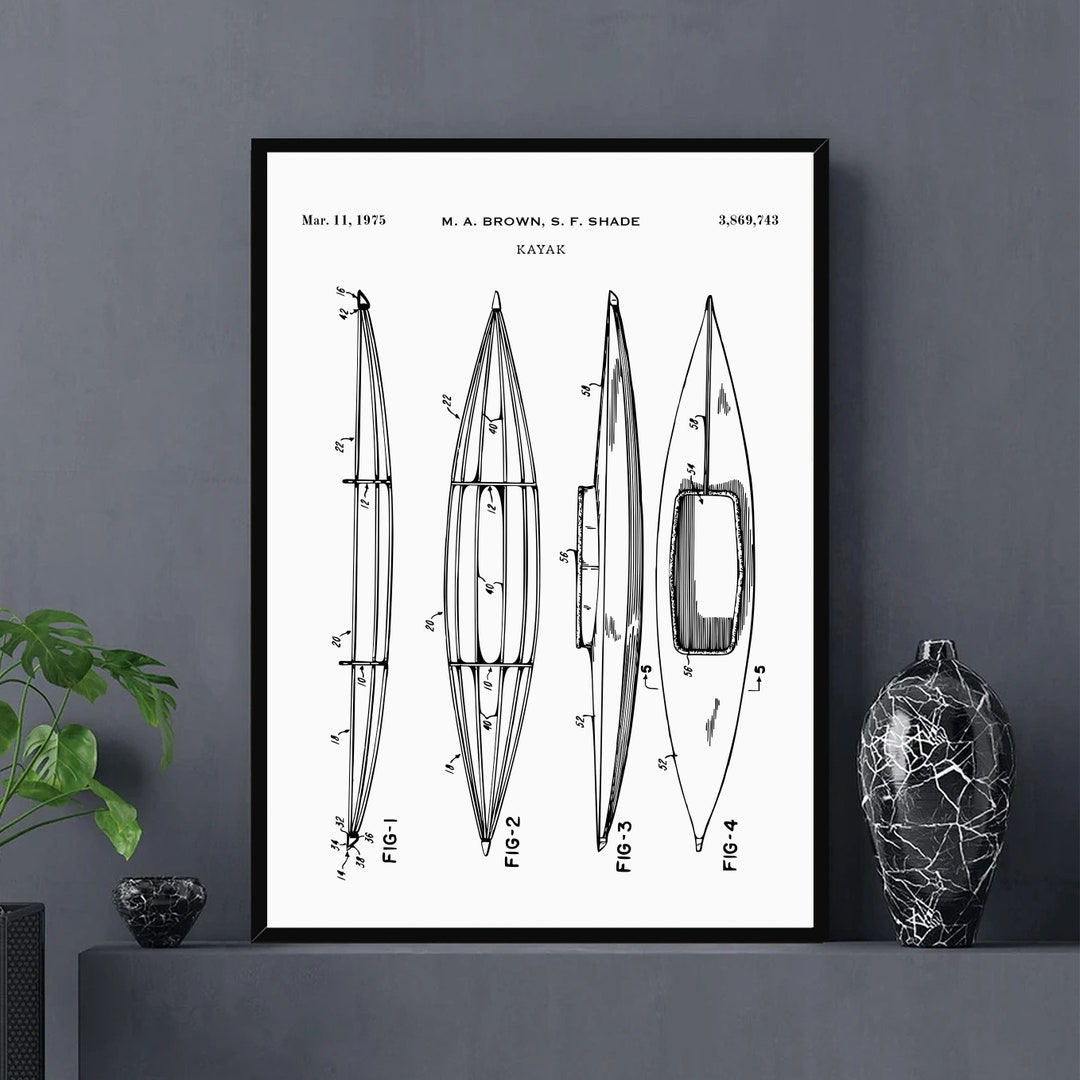 Kayak Patent Poster Kayak Sailing Wall Art Sailor Gift - Etsy