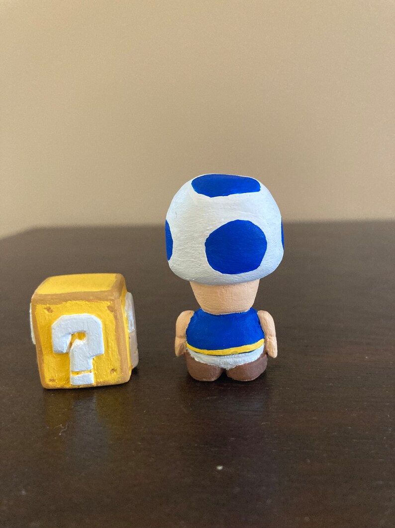 Hand Carved Wooden Blue Toad and Question Mark Block - Etsy