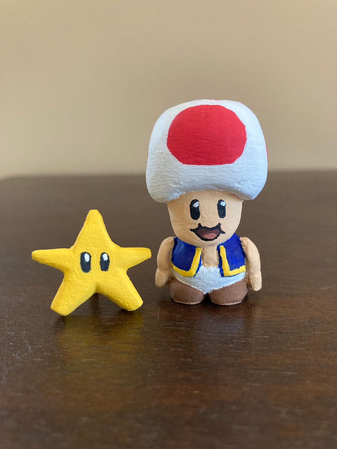 Hand Carved Wooden Toad and Super Star - Etsy