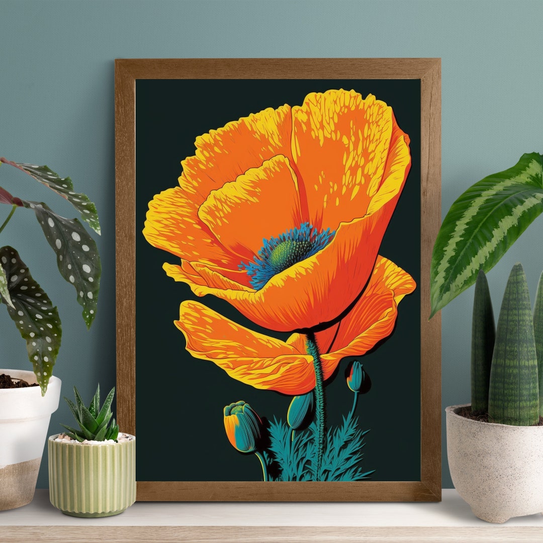 California Poppy Pop Art Digital Download Floral Art Decoration Instant ...