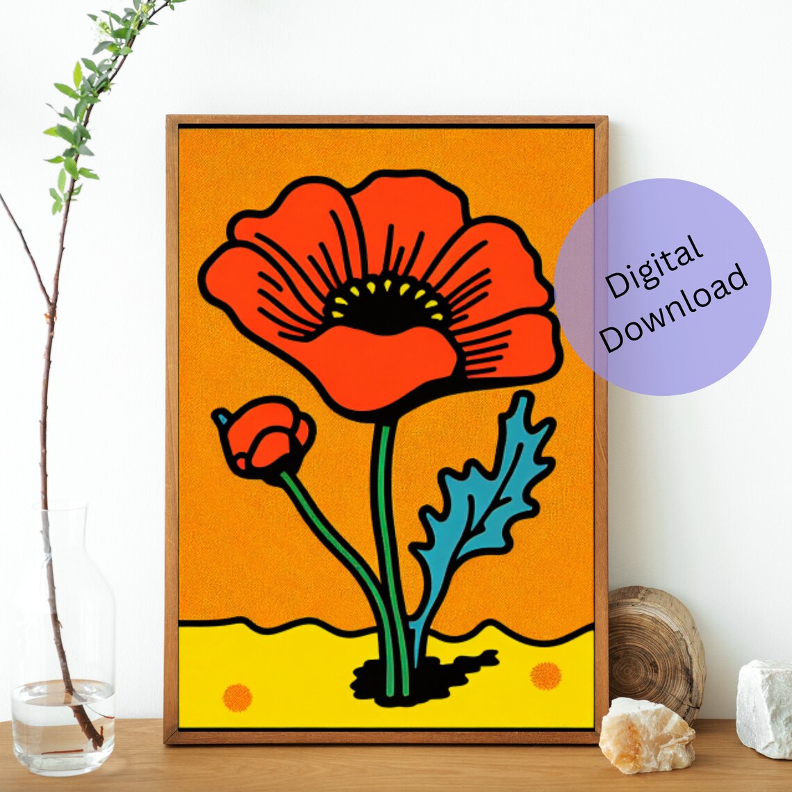 California Poppy Print Poppy Pop Art Digital Download Keith Haring ...