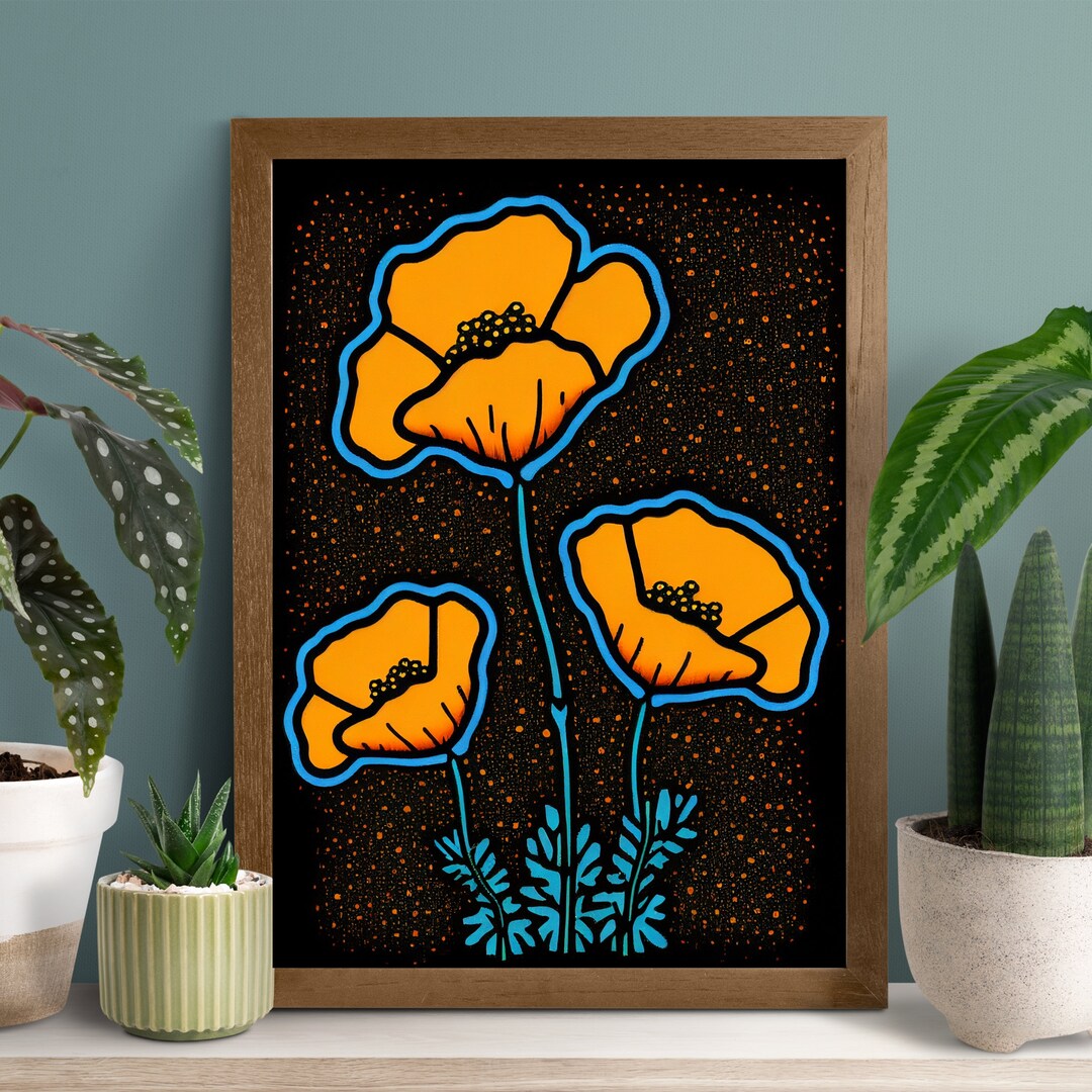 California Poppy Pop Art Digital Download Keith Haring Inspired Wall ...