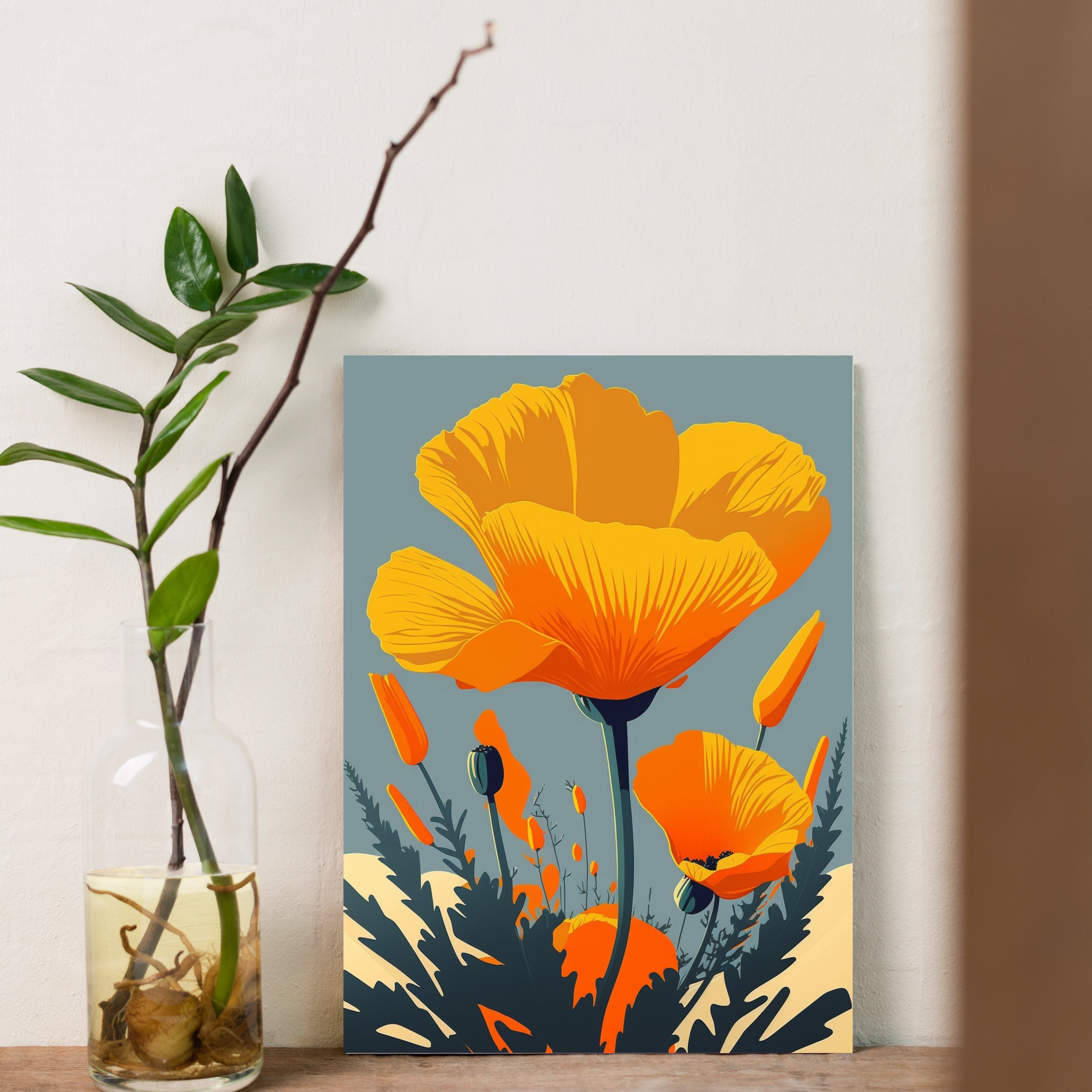 California Poppy Beautiful Flower Print Pop Art Floral Digital - Etsy