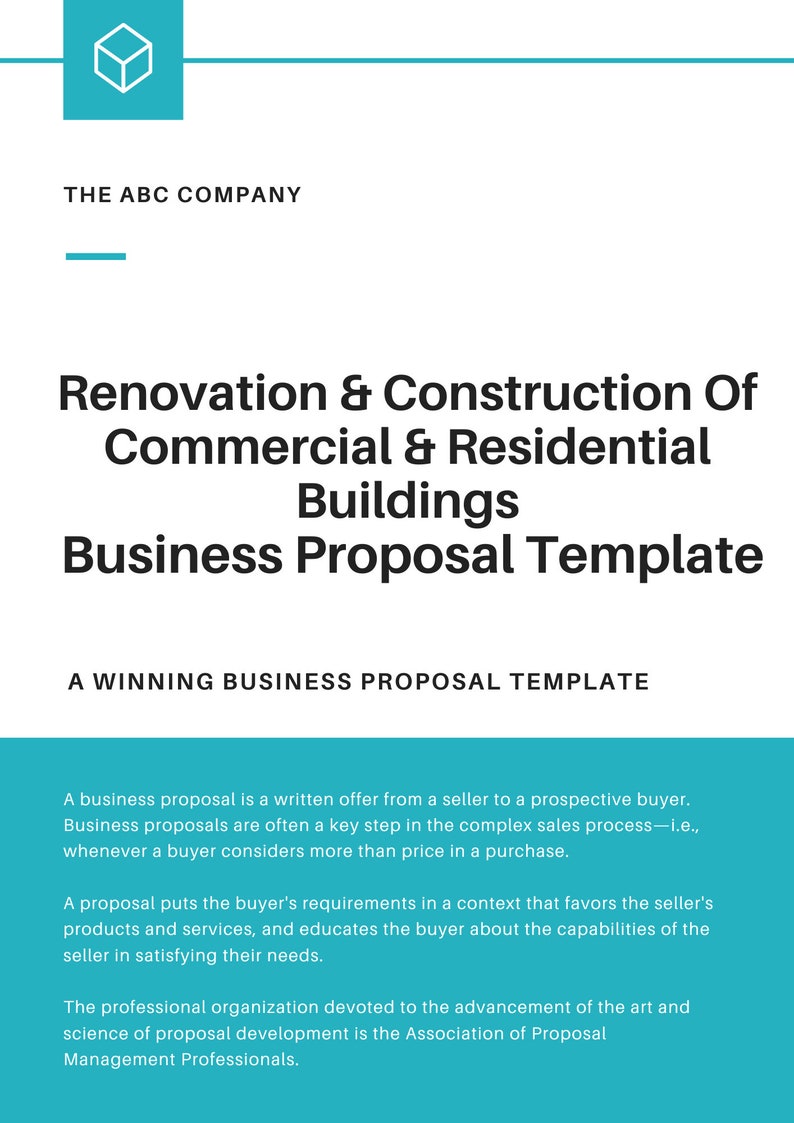 Business Proposal Template for Renovation and Construction of ...