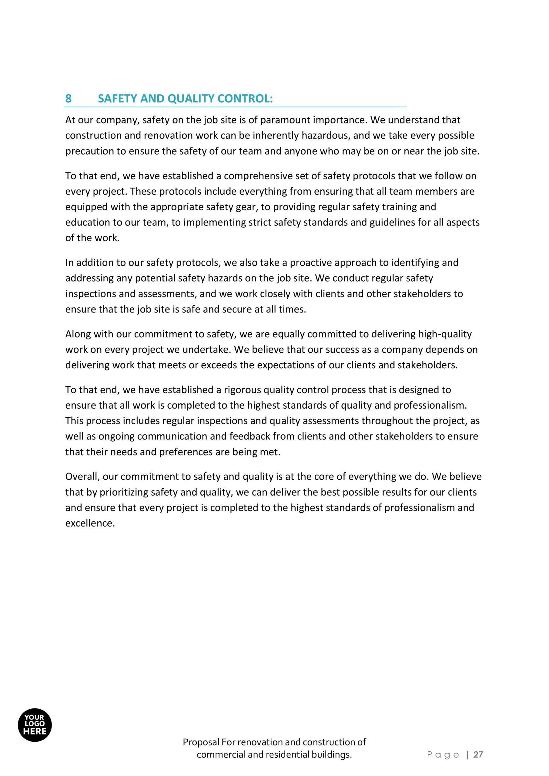 Business Proposal Template for Renovation and Construction of ...