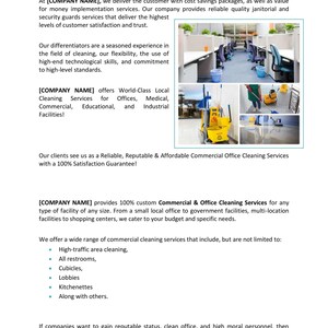 Janitorial Commercial Cleaning Business Proposal Template - Etsy