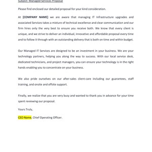 Managed Services Proposal Template With Comprehensive Work Plan Chapter ...