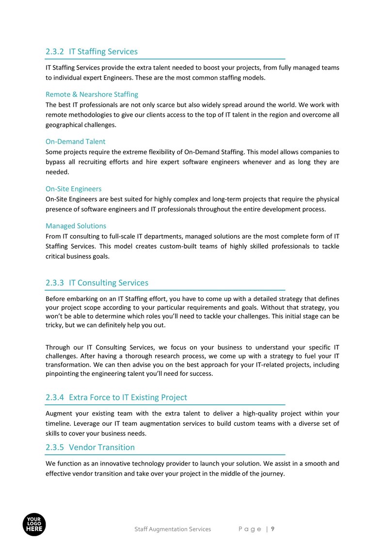 IT Staff Augmentation Services Proposal Template - Etsy