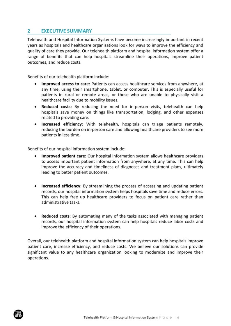 Hospital Information System Business Proposal Template - Etsy