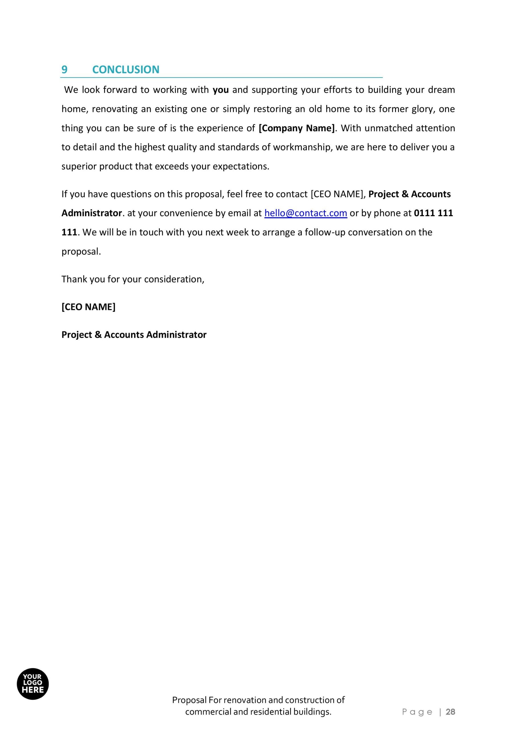 Business Proposal Template for Renovation and Construction of ...