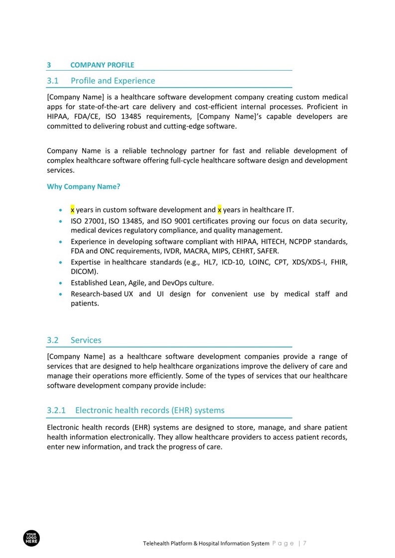 Hospital Information System Business Proposal Template - Etsy